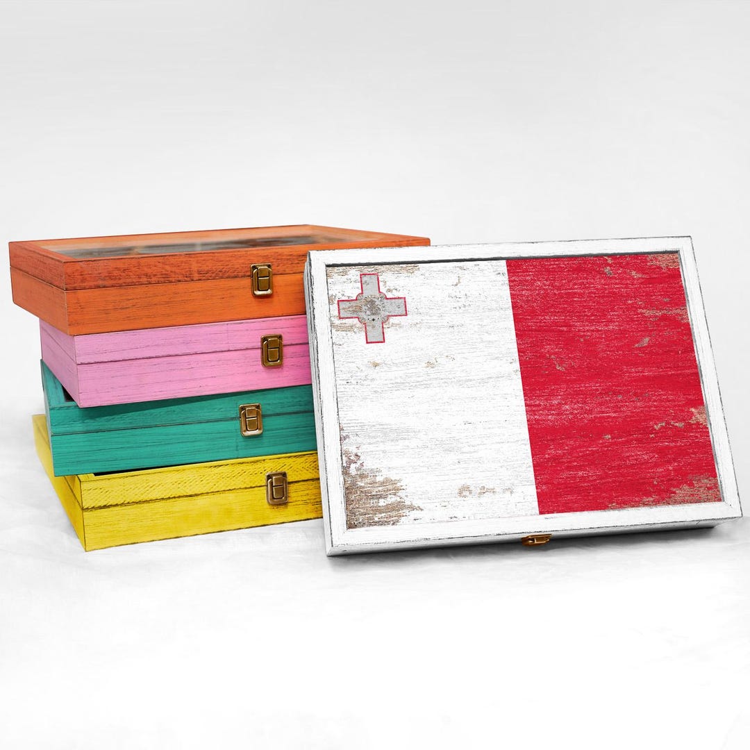 Malta Flag Keepsake Box, Wood Printing Flag, Wood Art, Wall Hanging ...