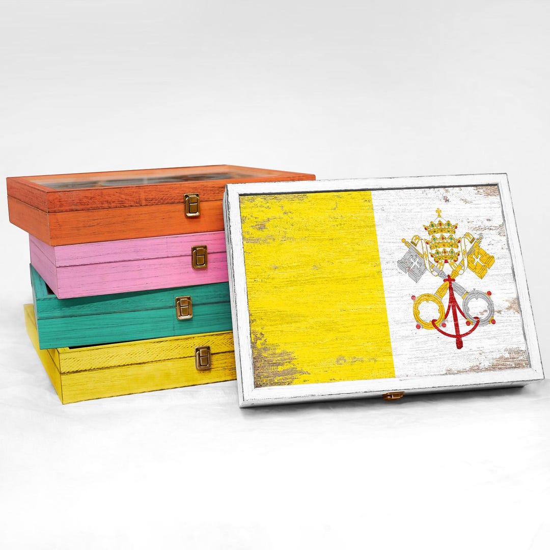 Vatican City Keepsake Box, Wood Printing Flag, Wood Art, Wall Hanging ...
