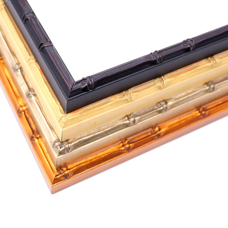 Silver Bamboo Picture Frame, Tropical Thin Vintage Style Frame, Handmade Custom Frame, Wall ...