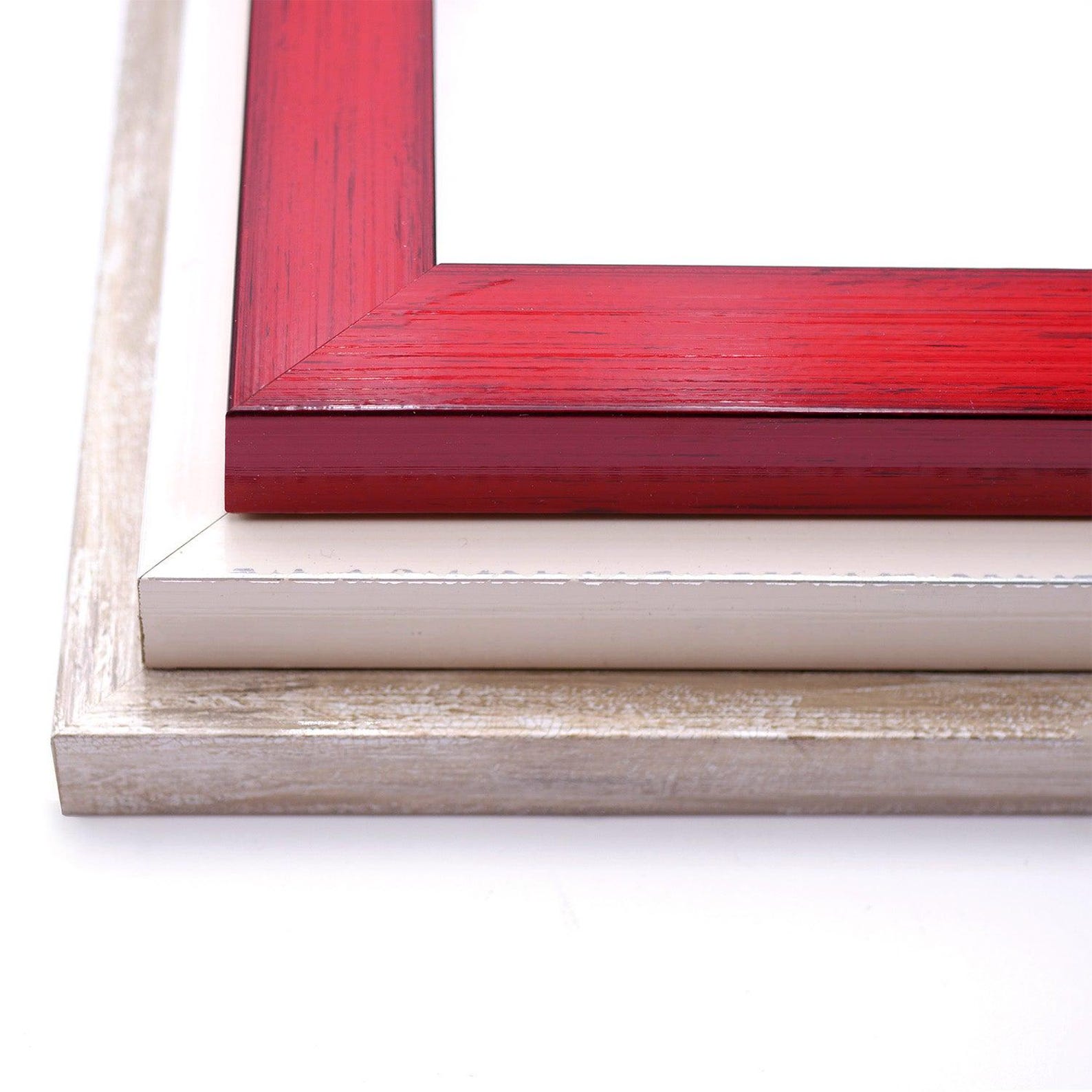 Red Glossy Lacquer Wood Picture Frame, Distressed Vintage Look Frame ...