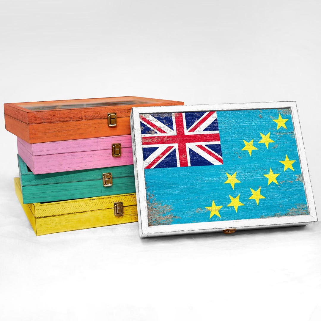 Tuvalu Flag Keepsake Box, Wood Printing Flag, Wood Art, Wall Hanging ...