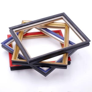 Red Blue Black Gold Wood Picture Frame, Handmade Custom Frame, Modern ...
