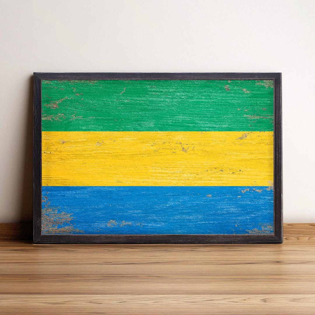 Gabon Flag Framed Wall Art, Wood Printing Flag, Wood Framed Wall Art ...