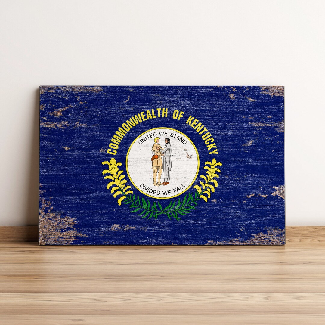 Kentucky State Flag Wall Art, Kentucky Flag, State Flag, Wood Printing ...