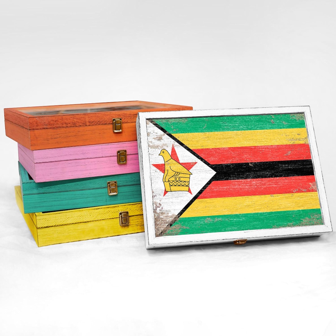 Zimbabwe Keepsake Box, Wood Printing Flag, Wood Art, Wall Hanging, Wall ...