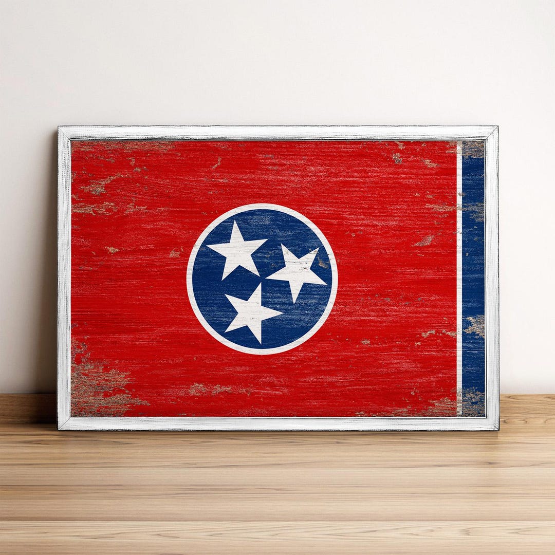 Tennessee State Flag Framed Wall Art, Wood Printing Flag, Wood Wall Art ...