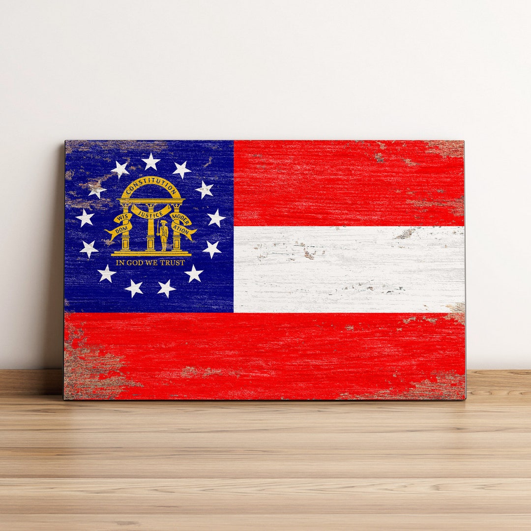 Georgia State Flag Wall Art, Georgia Flag, State Flag, Wood Printing ...