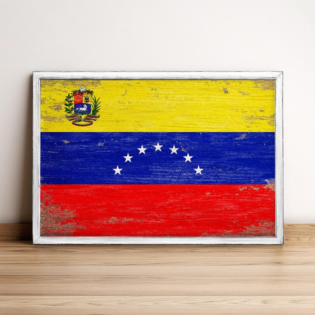 Venezuela Flag Framed Wall Art, Wood Printing Flag, Wood Framed Wall ...