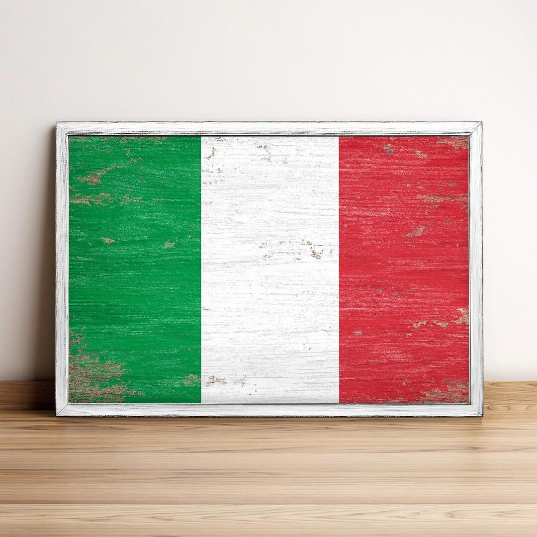 Italy Flag Framed Wall Art, Wood Printing Flag, Wood Framed Wall Art ...