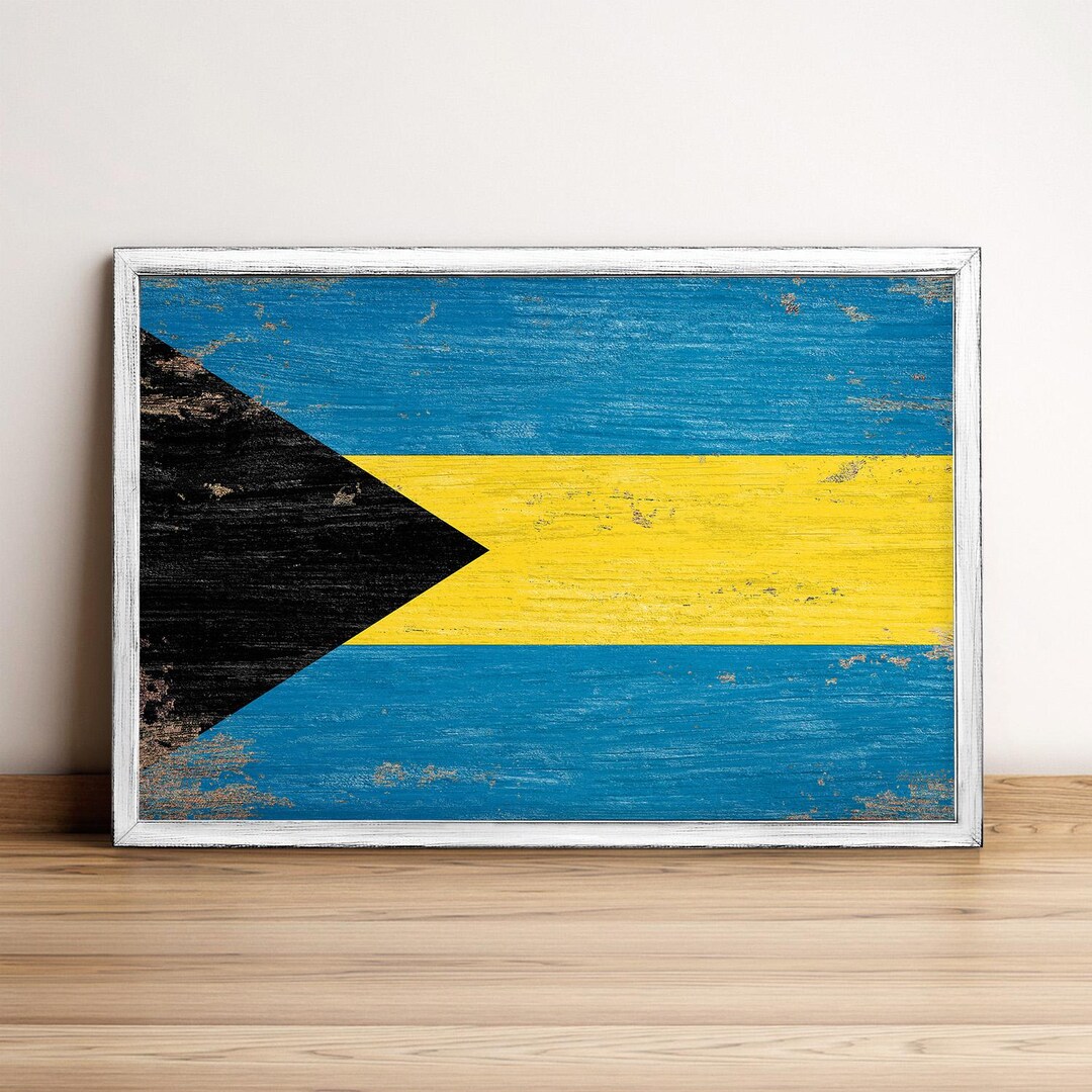 The Bahamas Flag Framed Wall Art, Wood Printing Flag, Wood Framed Wall ...
