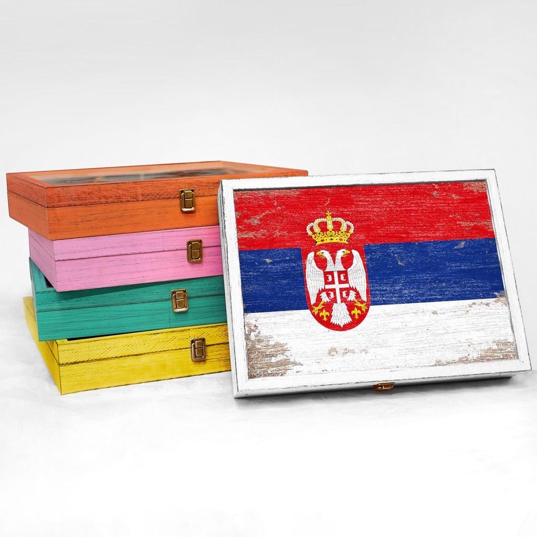 Serbia Flag Keepsake Box, Wood Printing Flag, Wood Art, Wall Hanging ...