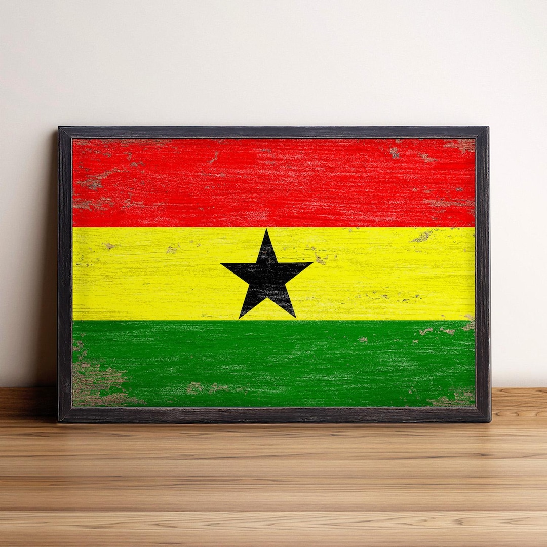 Ghana Flag Framed Wall Art, Wood Printing Flag, Wood Framed Wall Art ...