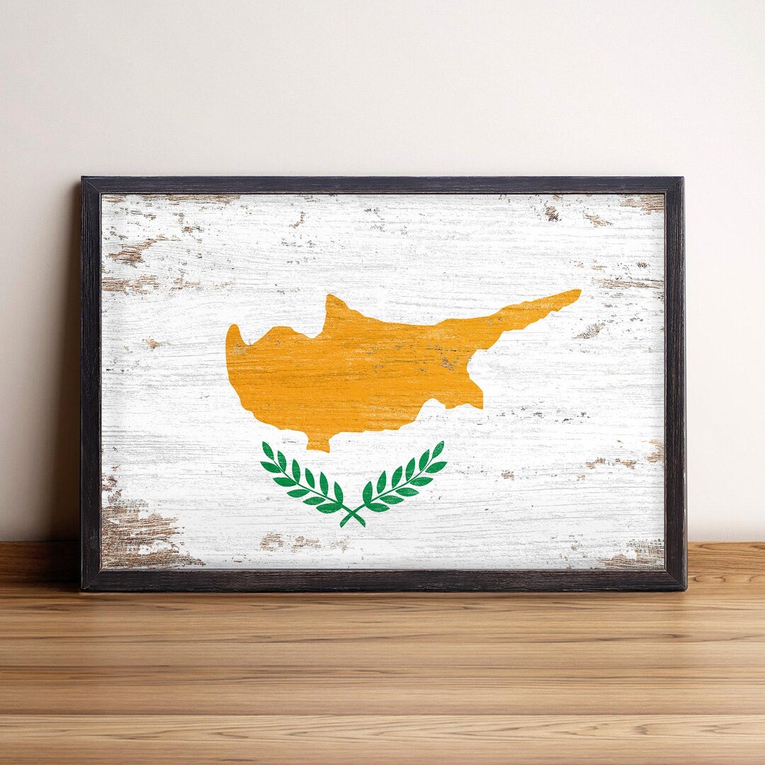 Cyprus Flag Framed Wall Art, Wood Printing Flag, Wood Framed Wall Art ...