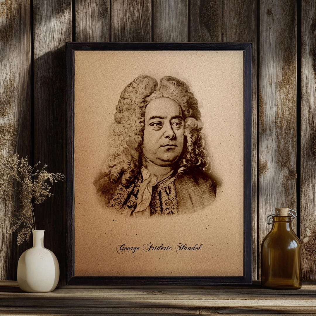 George Frideric Handel Portrait Wood Print Framed Wall Art, Wood Art ...