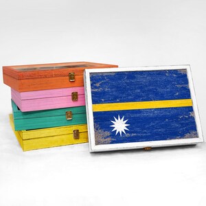 Nauru Flag Keepsake Box, Wood Printing Flag, Wood Art, Wall Hanging ...