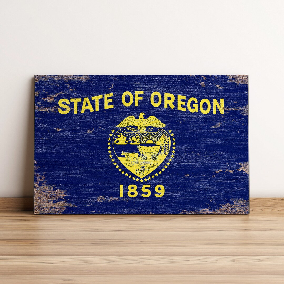 Oregon State Flag Wall Art, Oregon Flag, State Flag, Wood Printing Flag ...