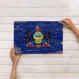 Pennsylvania State Flag Wall Art, Pennsylvania Flag, Wood Printing Flag ...