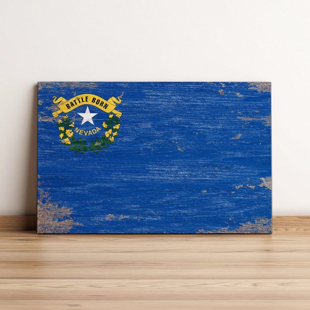 Nevada State Flag Wall Art, Nevada Flag, State Flag, Wood Printing Flag ...