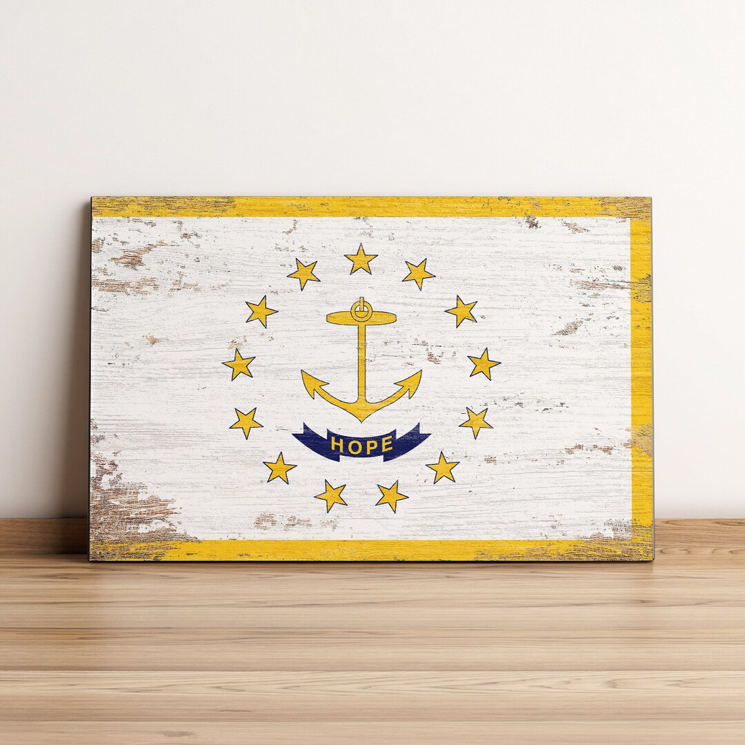 Rhode Island State Flag Wall Art, Rhode Island Flag, Wood Printing Flag ...