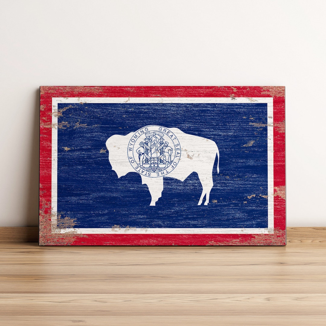 Wyoming State Flag Wall Art, Wyoming Flag, State Flag, Wood Printing ...