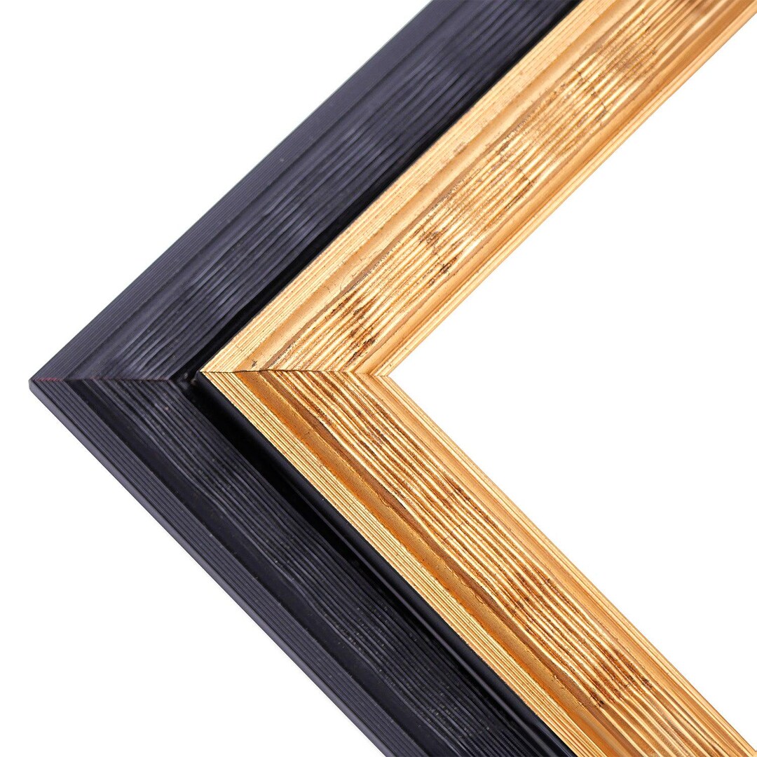 Wave Wood Picture Frame, Classic Frame, Handmade Custom Frame, Black Gold Frame, Wall ...