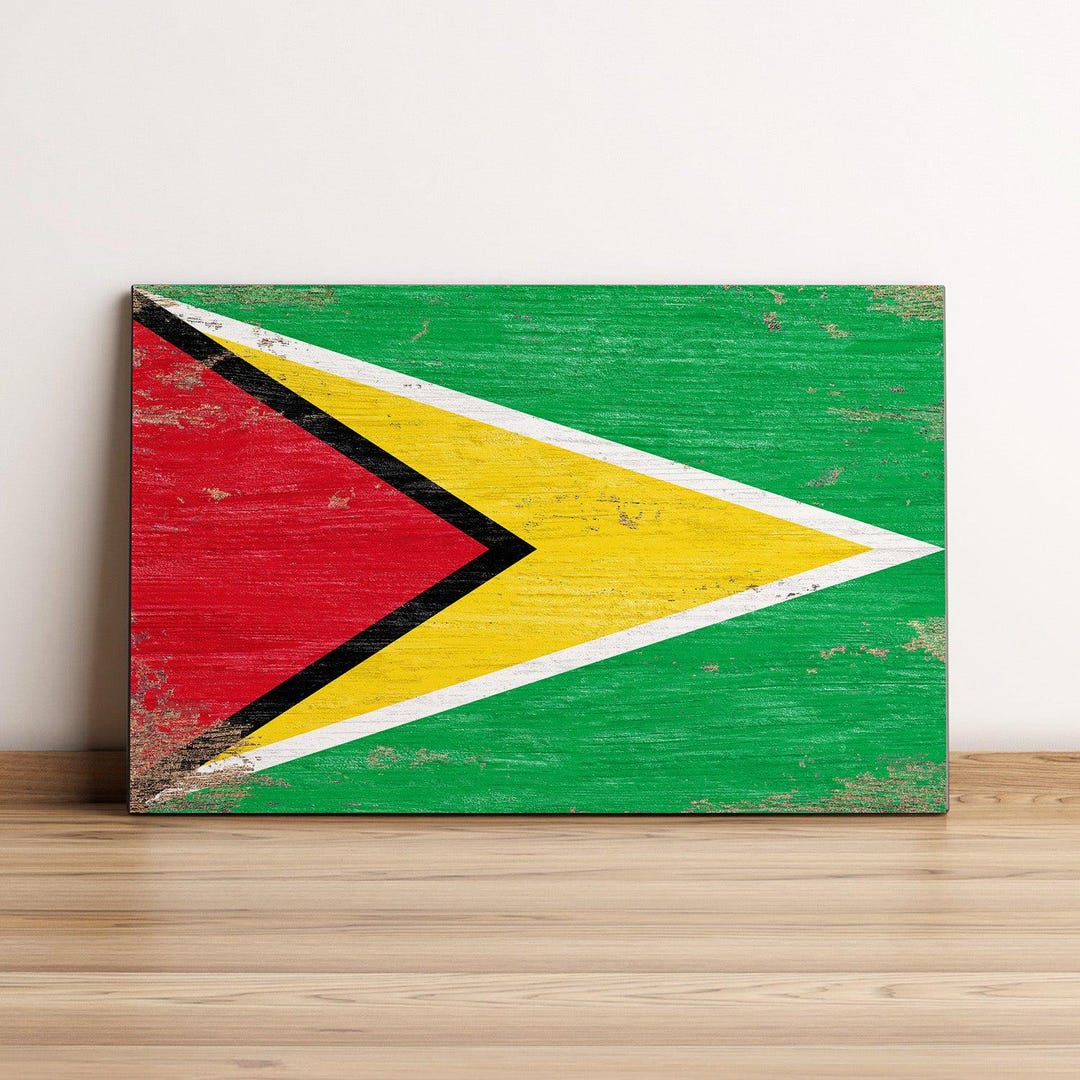 Guyana Flag Wall Art, Wood Printing Flag, Wood Wall Art Decor, Rustic ...