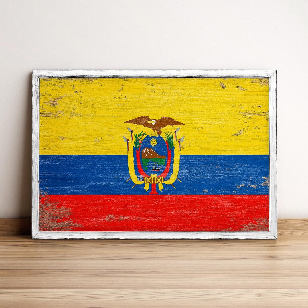 Ecuador Flag Framed Wall Art, Wood Printing Flag, Wood Framed Wall Art ...