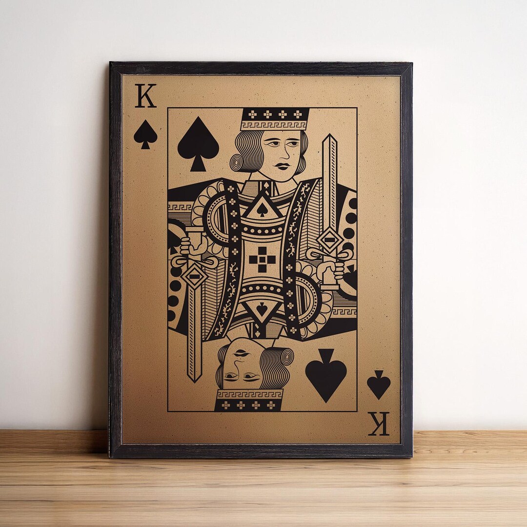 King Playing Card Wood Print Framed Wall Art, Wood Wall Art Decor, Wall ...