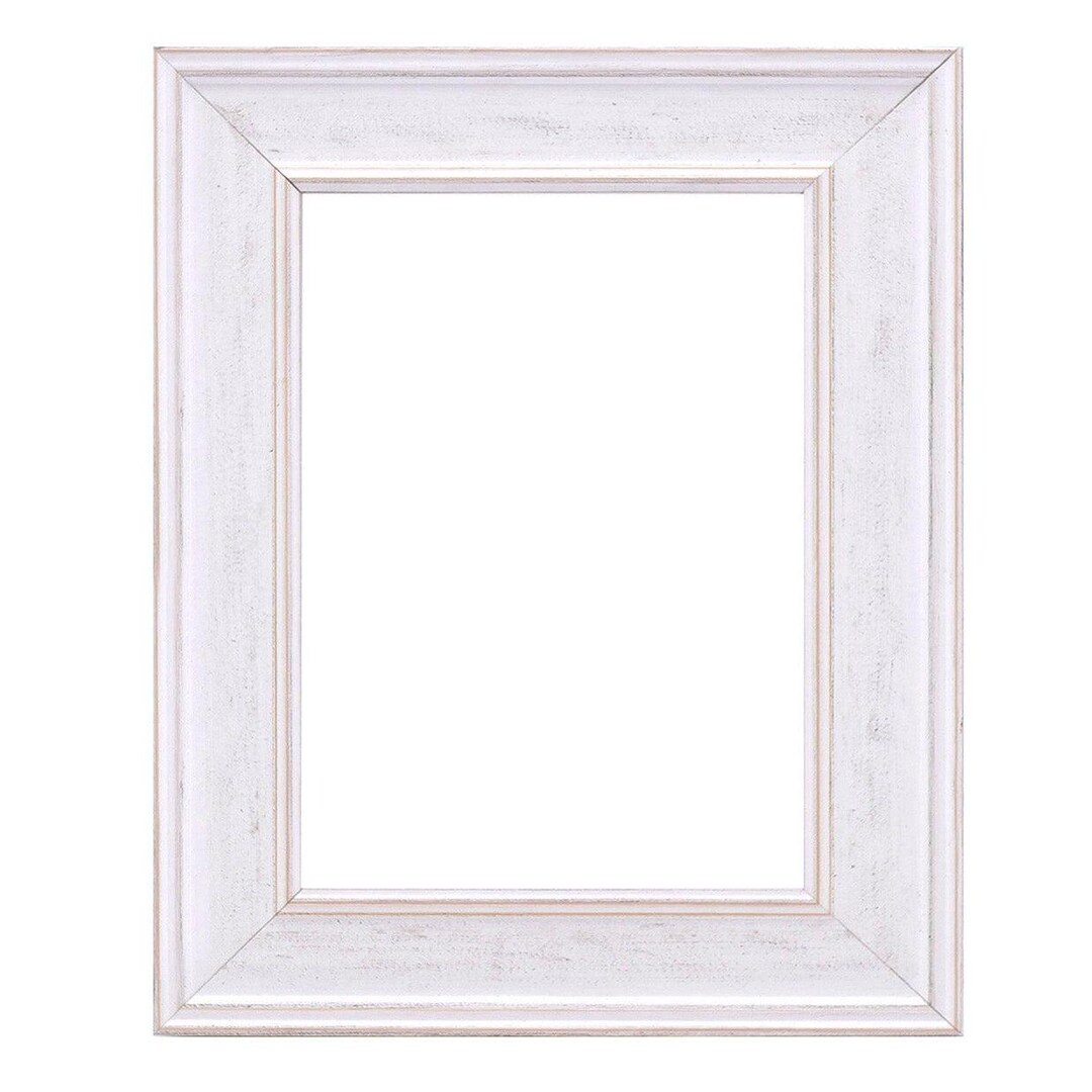 White Wood Picture Frame, Modern Frame, Distressed Vintage Look Frame ...