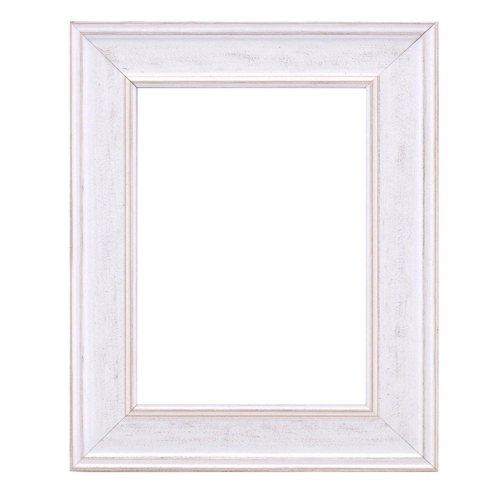 White Wood Picture Frame, Modern Frame, Distressed Vintage Look Frame ...