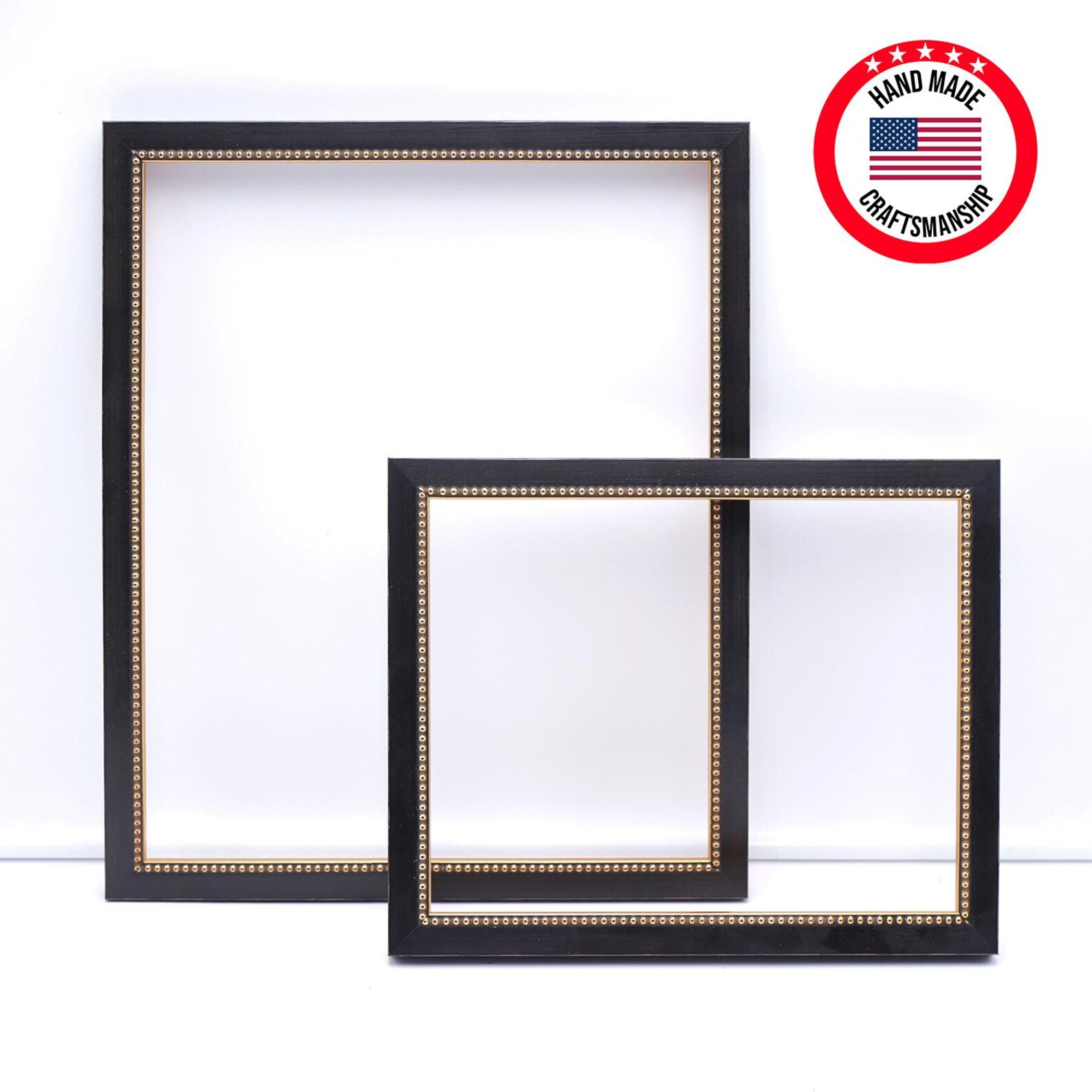 Ivory and Silver Beaded Wood Picture Frame, Handmade Custom Frame ...