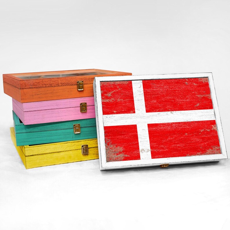 Denmark Flag Keepsake Box, Wood Printing Flag, Wood Art, Wall Hanging ...
