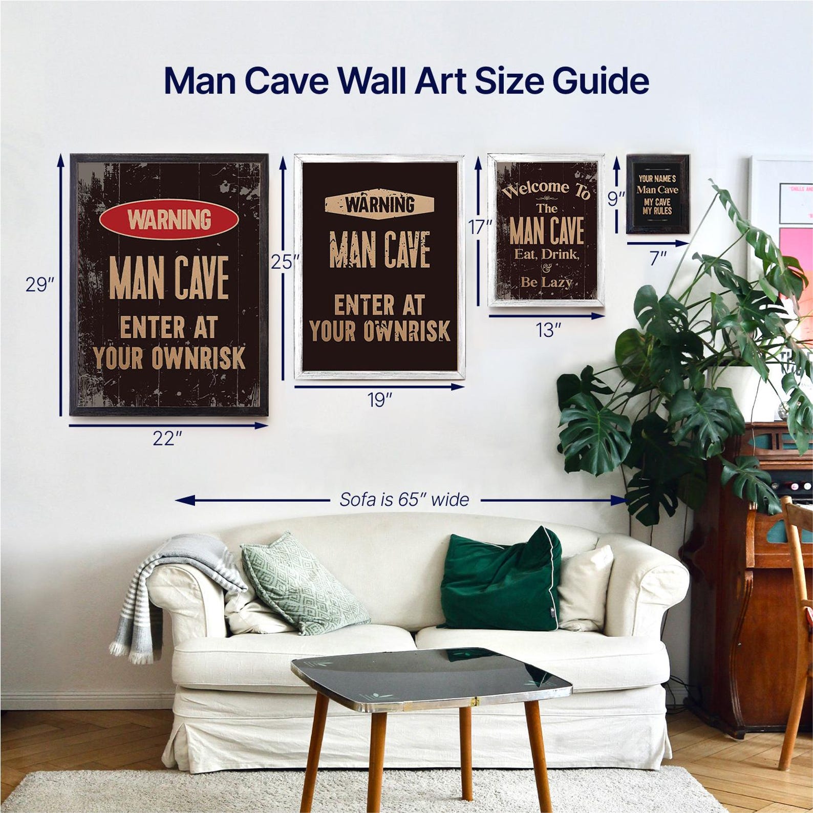 Man Cave Wood Sign Framed Wall Art, Wood Wall Art, Home Man Cave Decor ...