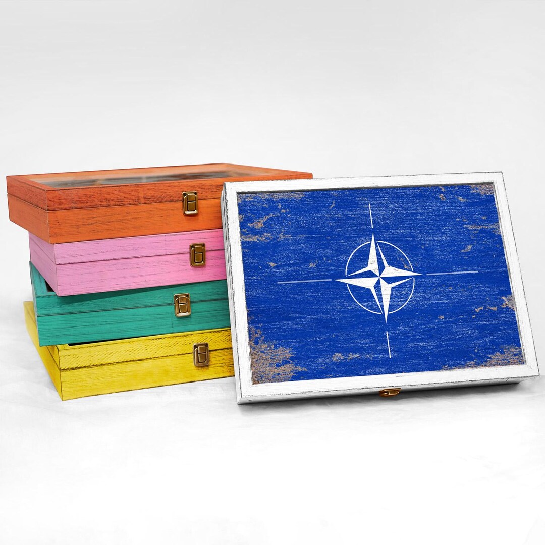 Nato Flag Keepsake Box, Wood Printing Flag, Wood Art, Wall Hanging ...