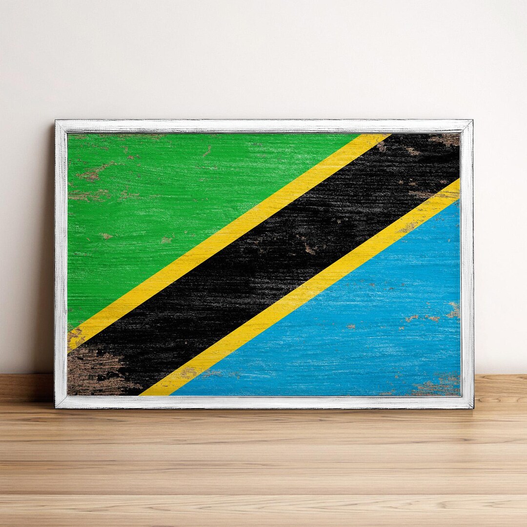 Tanzania Flag Framed Wall Art, Wood Printing Flag, Wood Framed Wall Art ...