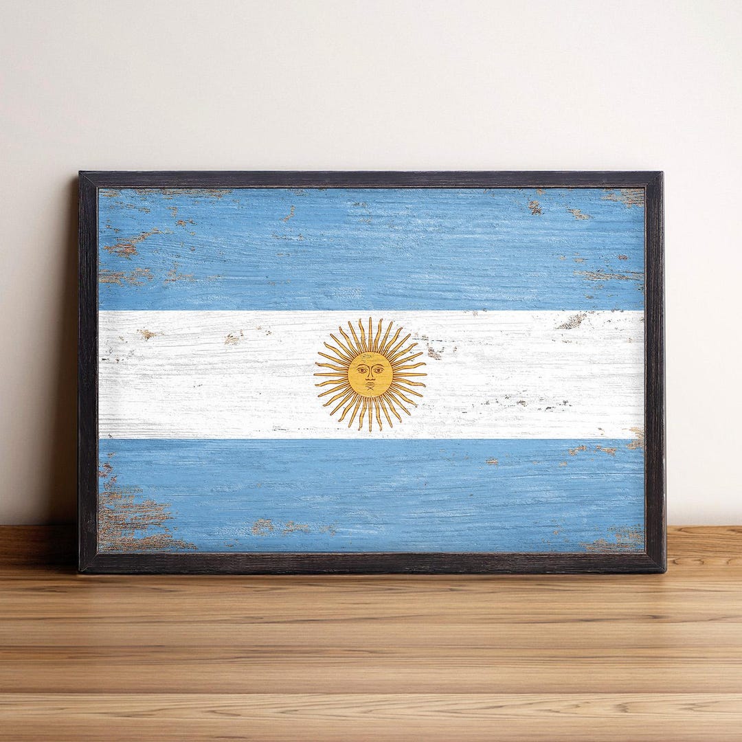 Argentina Flag Framed Wall Art, Wood Printing Flag, Wood Framed Wall ...