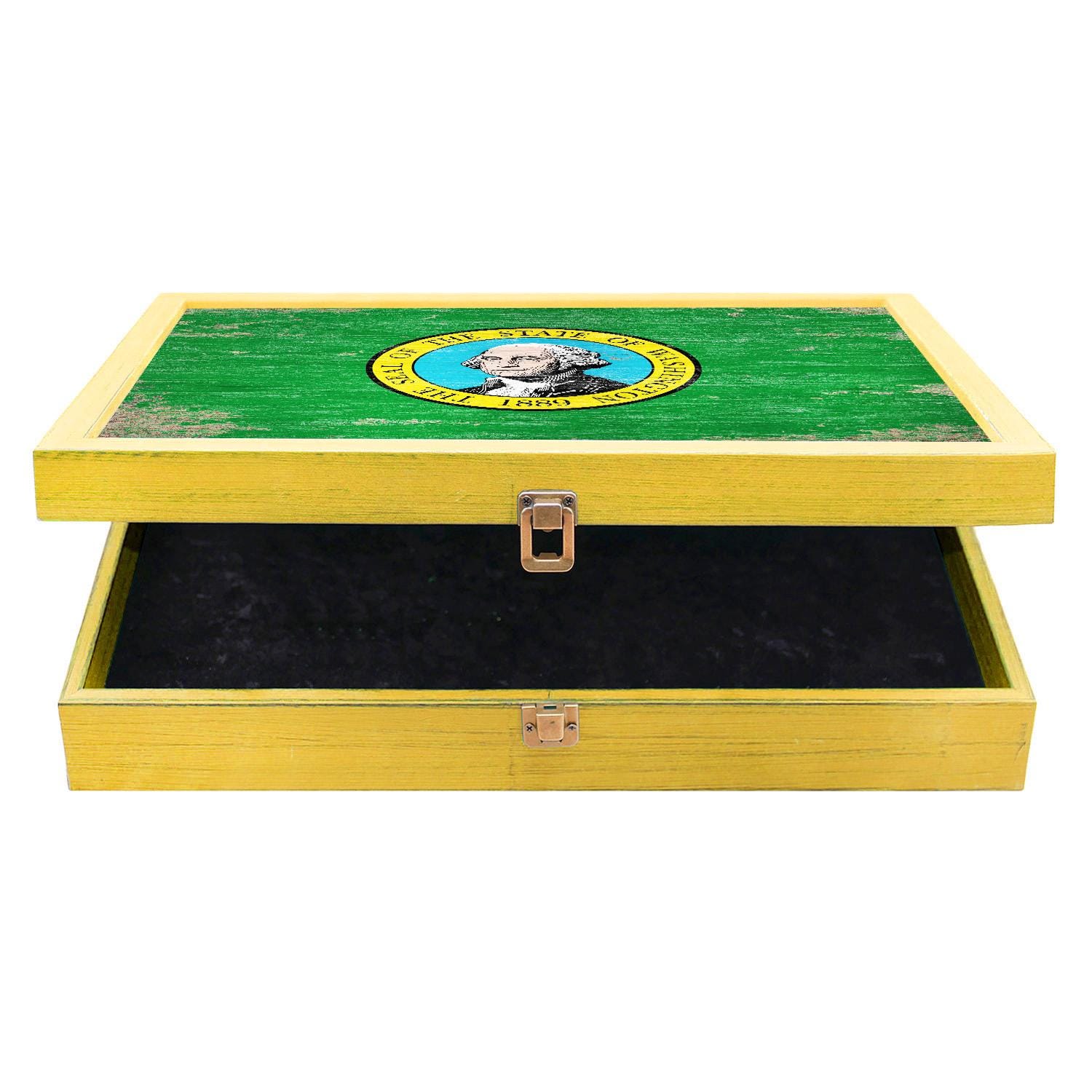 Washington State Flag Picture Frame Keepsake Box, Wood Printing State ...