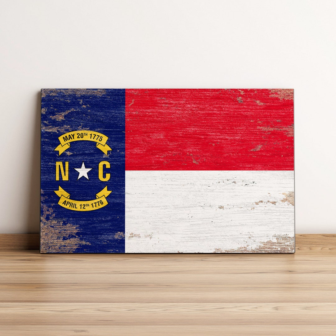 North Carolina State Flag Wall Art, North Carolina Flag, Wood Printing ...