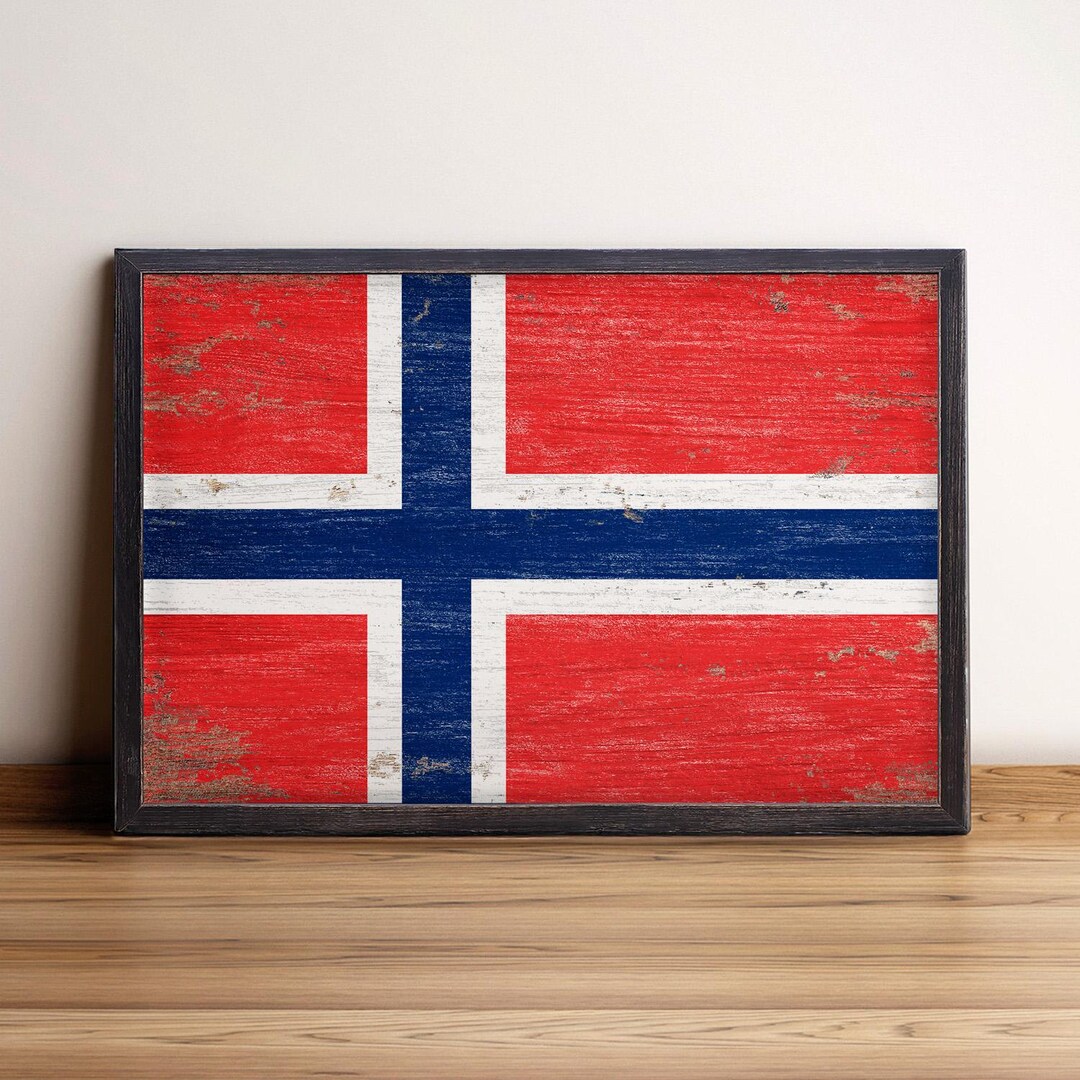 Norway Flag Framed Wall Art, Wood Printing Flag, Wood Framed Wall Art ...