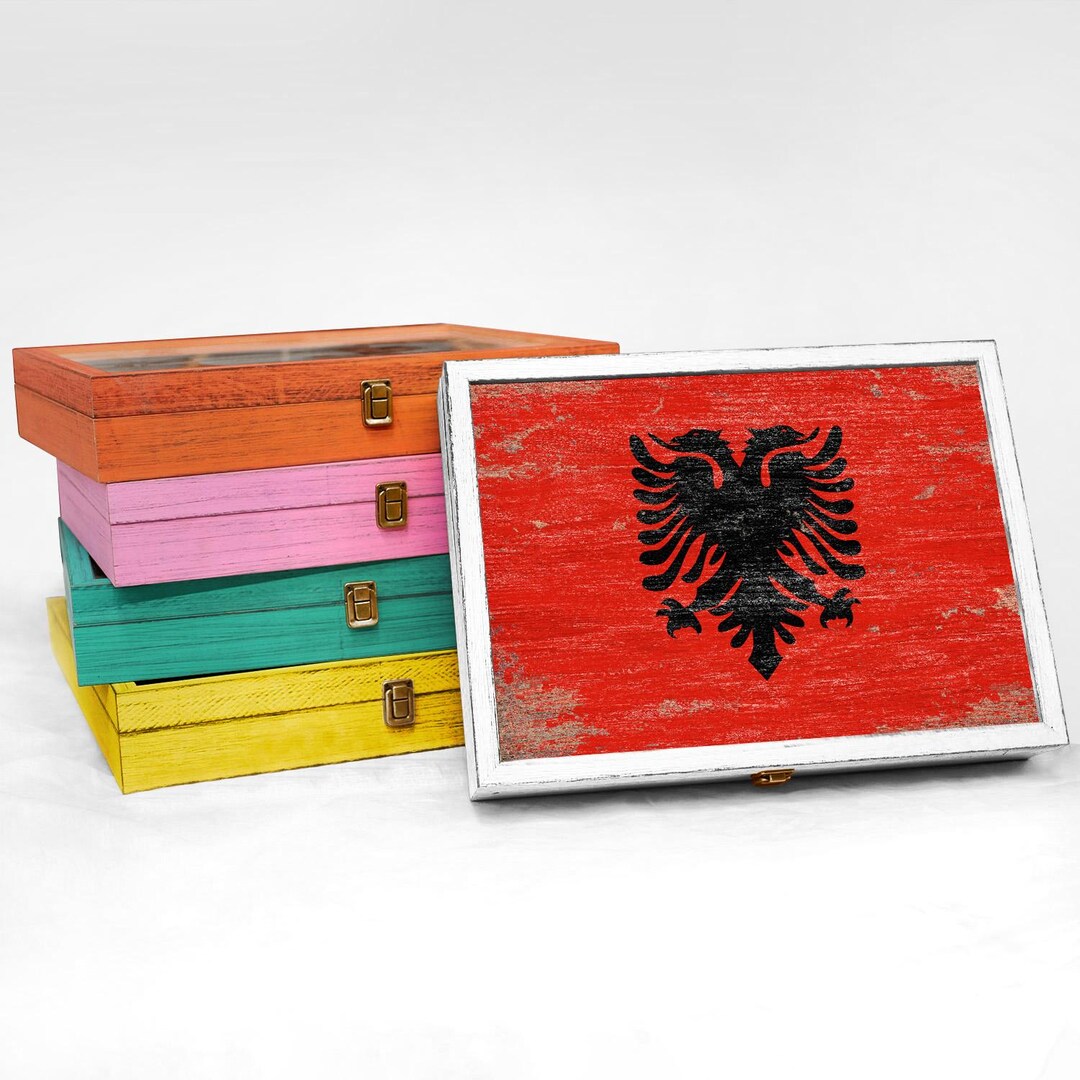 Albania Flag Keepsake Box, Wood Printing Flag, Wood Art, Wall Hanging ...