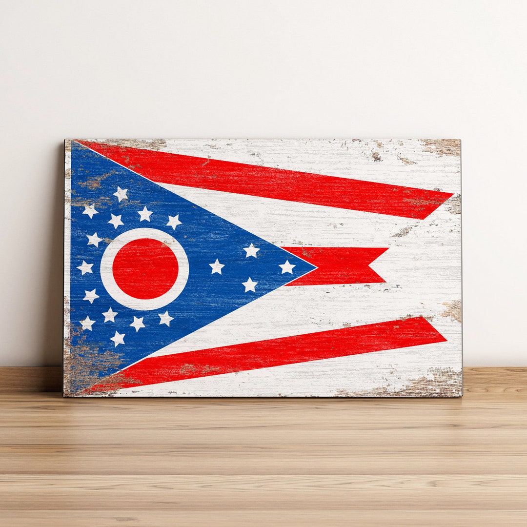 Ohio State Flag Wall Art, Ohio Flag, State Flag, Wood Printing Flag ...