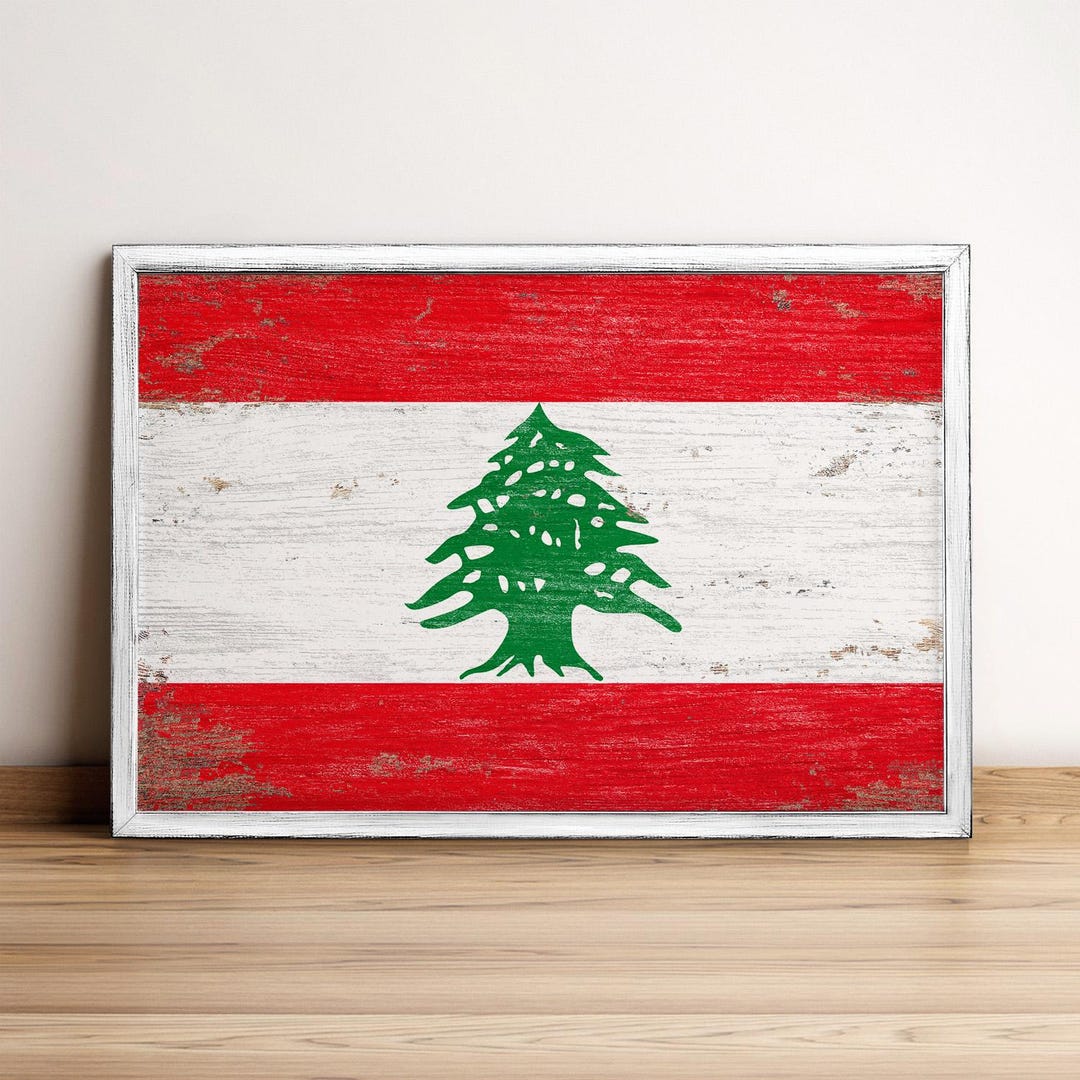 Lebanon Flag Framed Wall Art, Wood Printing Flag, Wood Framed Wall Art ...