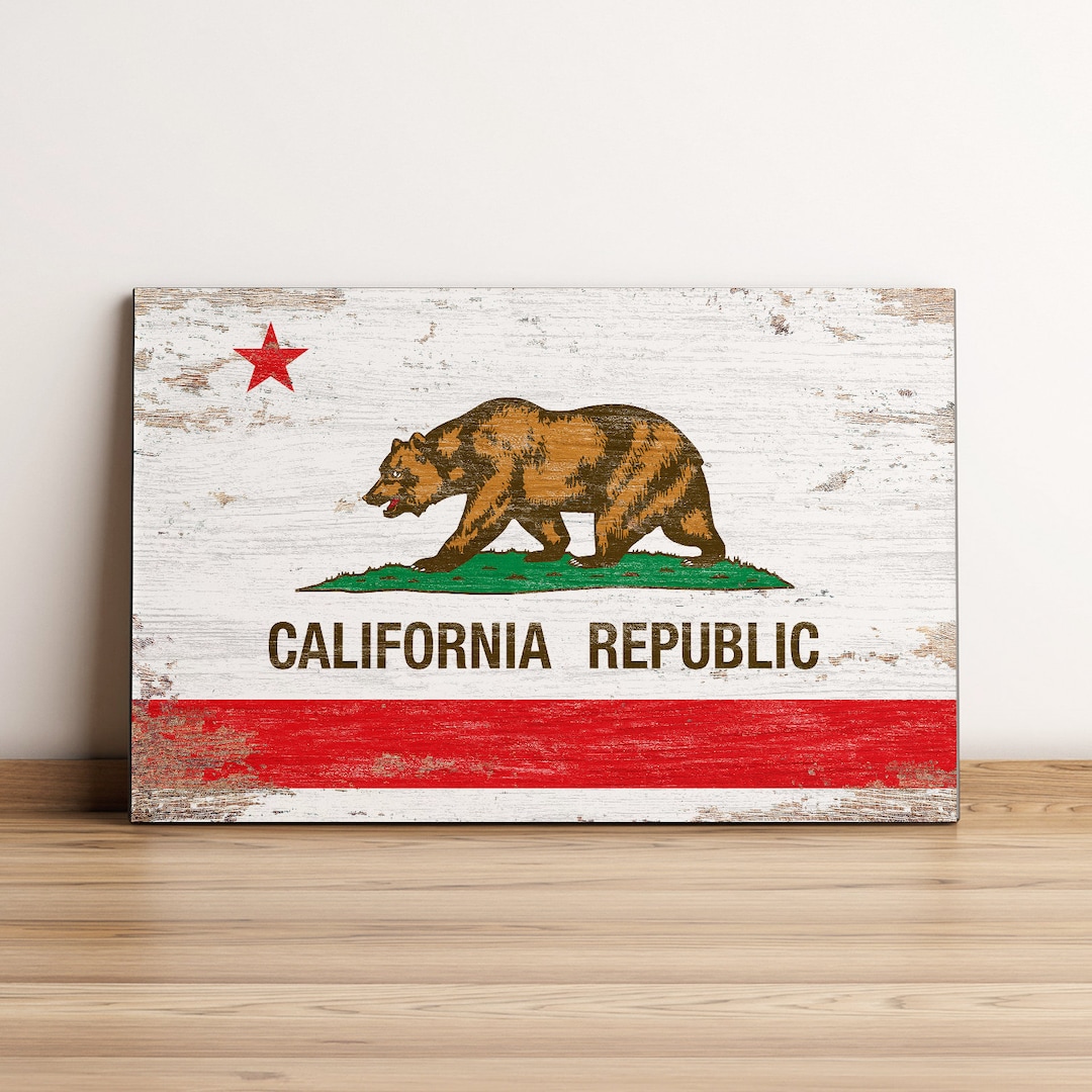 California State Flag Wall Art, California Flag, Wood Printing Flag ...