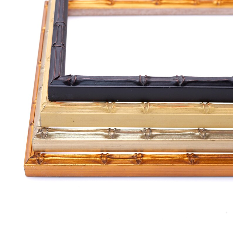 Gold Bamboo Picture Frame, Tropical Thin Bamboo Frame, Handmade Custom Frame, Wall Decor, Ready ...