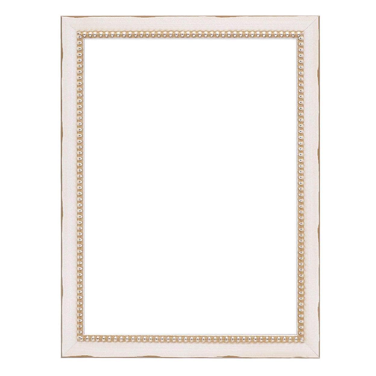 Ivory and Silver Beaded Wood Picture Frame, Handmade Custom Frame ...