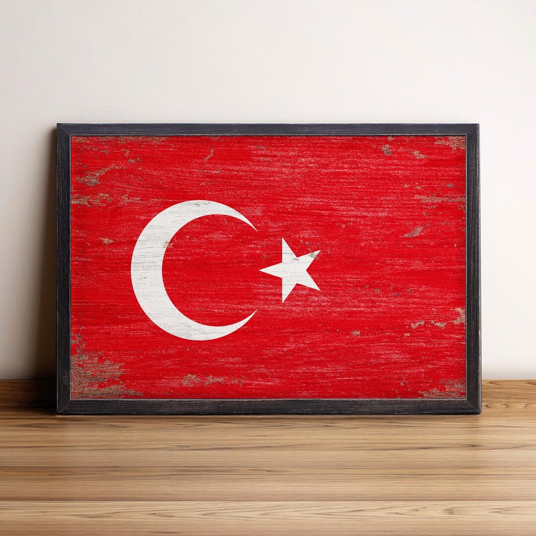 Turkey Turkiye Flag Framed Wall Art, Wood Printing Flag, Wood Framed ...