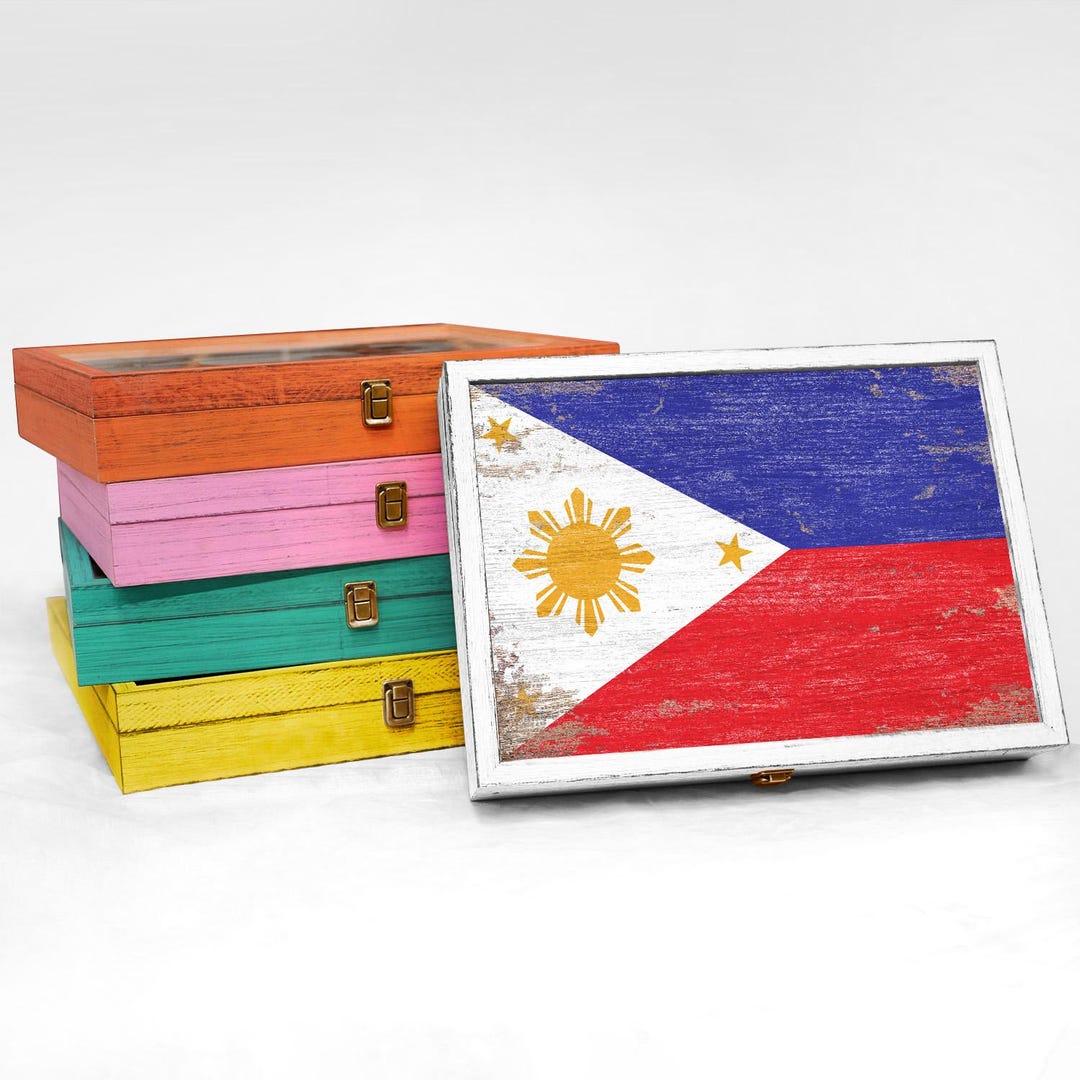 Philippines Flag Keepsake Box, Wood Printing Flag, Wood Art, Wall ...