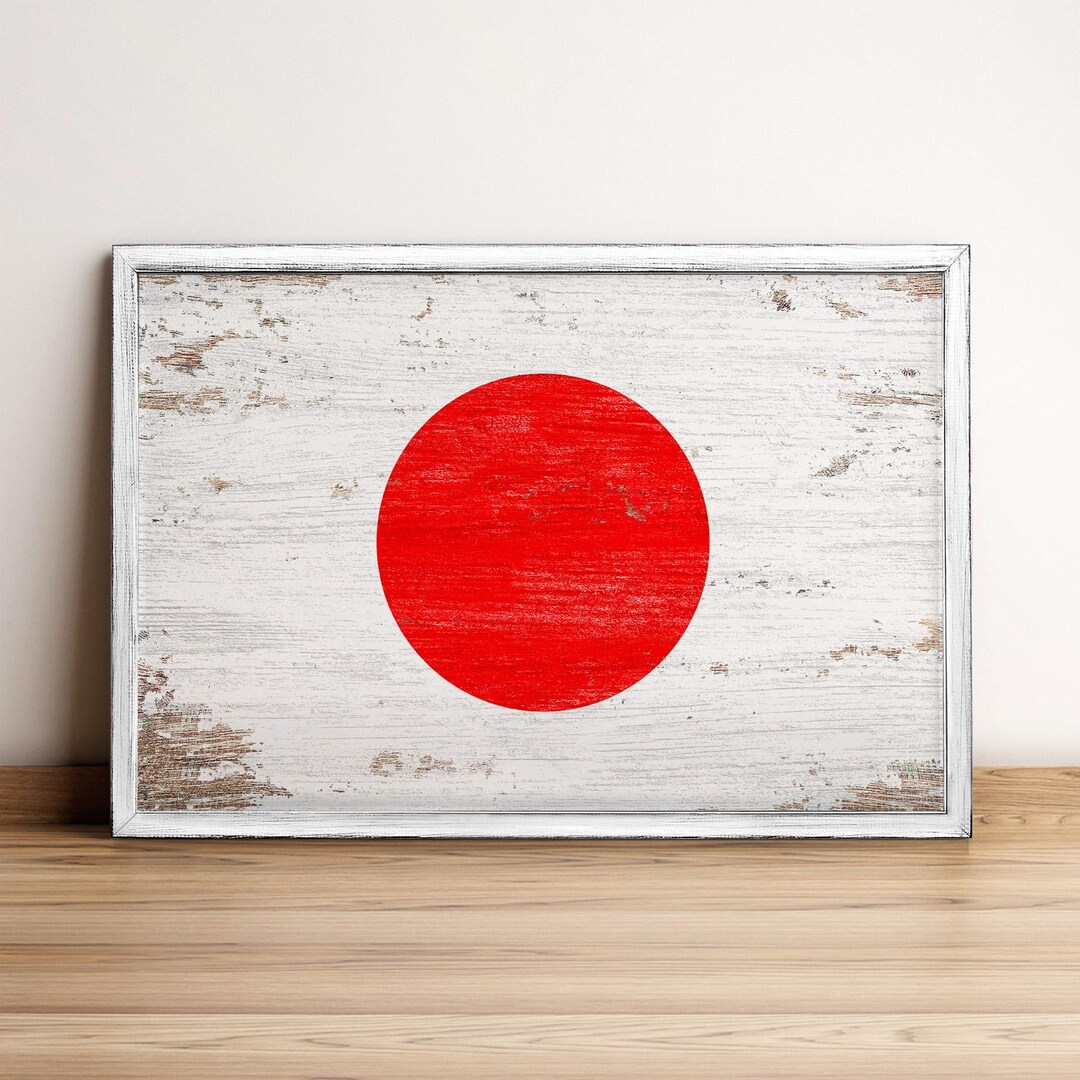Japan Flag Framed Wall Art, Wood Printing Flag, Wood Framed Wall Art ...