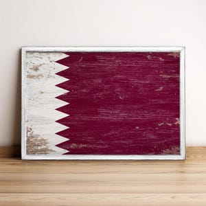 Qatar Flag Framed Wall Art, Wood Printing Flag, Wood Framed Wall Art ...