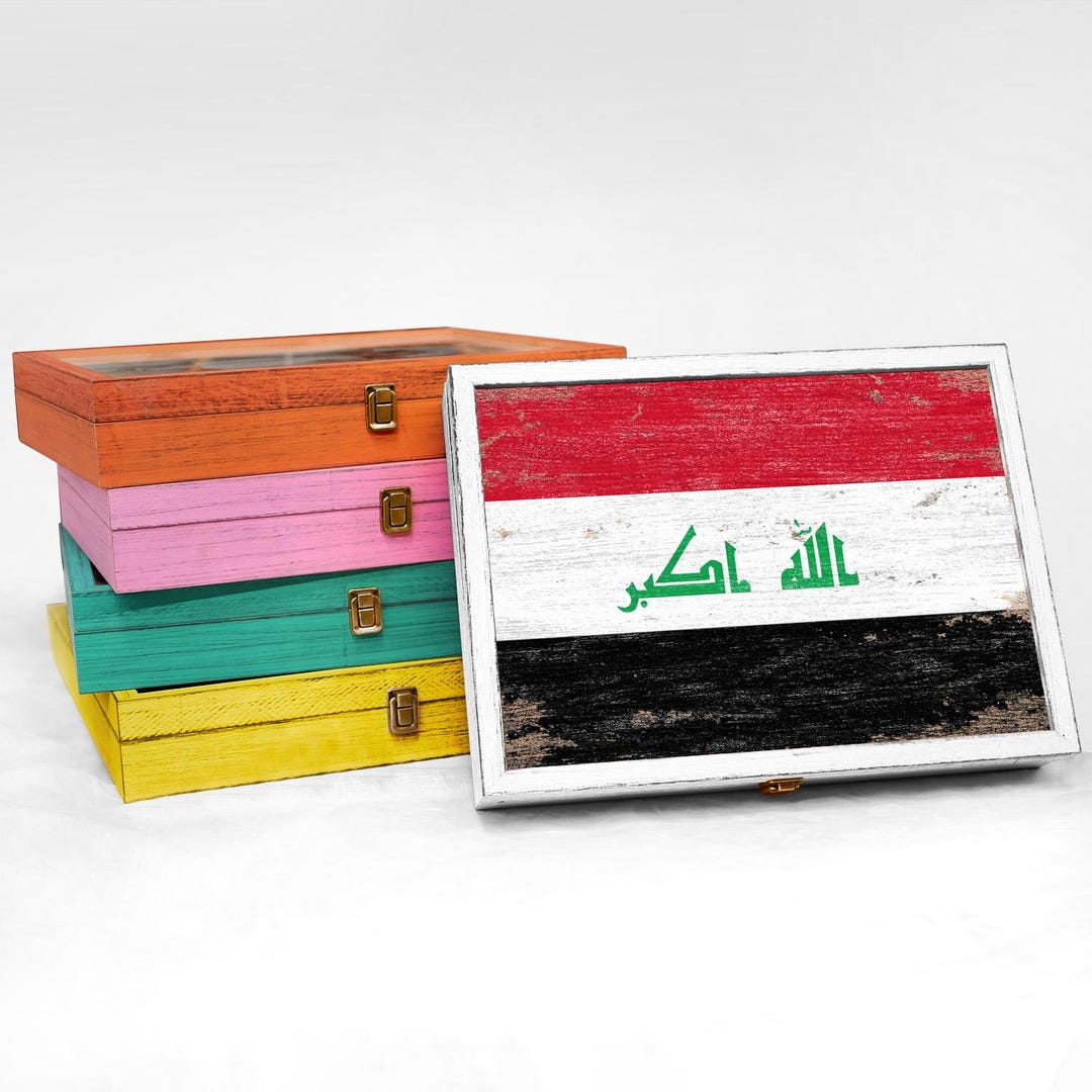 Iraq Flag Keepsake Box, Wood Printing Flag, Wood Art, Wall Hanging ...